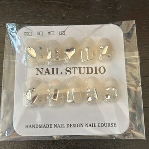 Makeup | Silver Embellished Handmade Nail Set | Poshmark